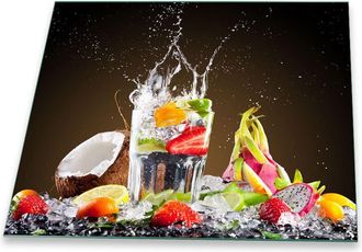 Decorwelt Herdabdeckplatte Abdeckung Ceranfeld Abdeckplatte Schneidebrett 1-Teilig 60x52 Früchte Mehrfarbig Spritzschutz Glasplatte Ceranfeldabdeckung Schutz He