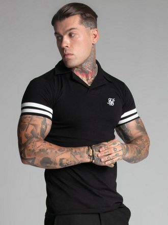 Siksilk T-Shirt SikSilk Herren Schwarzes Tournament Revere Polo