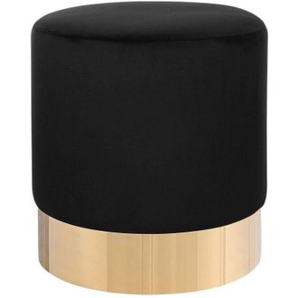 Beliani Beliani - Pouf Schwarz Samtstoff rund 39 cm Sockel Fuß Gold Metall Barock Deko Ottomane Sitzpouf für Schminktisch, Wohn-, Schlaf- und Ankleidezimmer