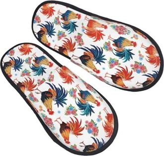 Generic Chaussons Femme Homme Coqs Et Fleurs Chaussons Confort Doubl&eacute;es En Peluche Chaude Pantoufles, Pour Mariage, Hommes, F&ecirc;te, M