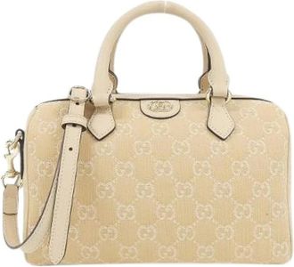Gucci Sac Boston Ophidia GG Denim Pre-owned - Femme - Pre-owned - Beige - Taille: ONE Size
