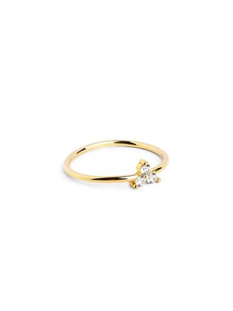 Singularu Clover Ring. Sterlingsilber mit 18 Kt Vergoldeter Beschichtung und Zirkonia. Schmuck f&uuml;r Damen. Gr&ouml;&szlig;e 12