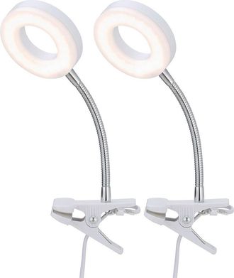 ETC Shop Klemmlampe wei&szlig; Klemmleuchte Wohnzimmer Klemmlampe LED mit Stecker, Tischleuchte Leselampe, Spot beweglich, Metall, 1x LED 4W 330Lm 3000K, DxH 9x21 cm