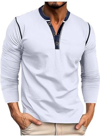 Generic T-shirt &agrave; manches longues et col dhiver pour homme, Blanc., XXL