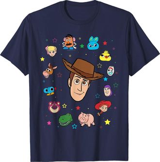 Pixar Disney and Pixars Toy Story Sheriff Woody Big Face Collage T-Shirt
