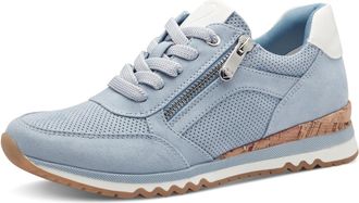 Marco Tozzi Damen Sneaker flach mit Rei&szlig;verschluss Vegan, Blau (Polar Comb), 41 EU