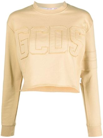 GCDS Cropped-Sweatshirt mit Logo-Print - Nude