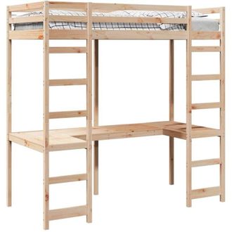 vidaXL Hochbettrahmen Natur 75 x 190 cm Massives Kiefernholz vidaXL