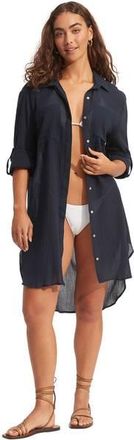 Seafolly Damen Strandkleid /-Hemd Crinkle Twill Beach Shirt
