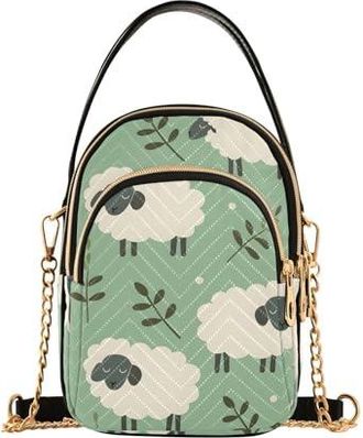 Mnsruu Sac à bandoulière pour femme, motif moutons, ferme, vert, sac à main, petit sac à bandoulière avec sangle réglable