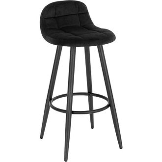 Woltu Woltu - Tabouret de Bar Moderne, Chaise de Cuisine Haute en Velours et M&eacute;tal, Hauteur dAssise 70cm, Gris Fonc&eacute;
