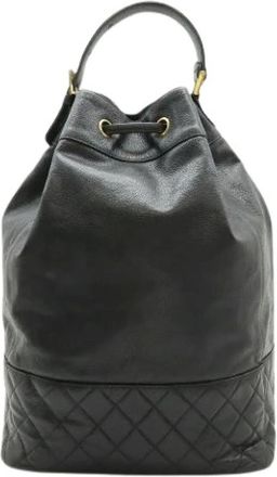 Chanel unisex, Pre-owned, Noir, Taille: ONE Size Sac &agrave; dos en cuir de veau grain&eacute; Pre-owned