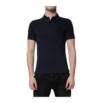Dolce & Gabbana Polohemd mit Stickerei - - Tops - Herren - Blau - XS