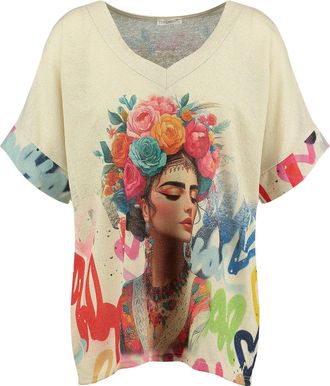 Key Largo Key Largo Damen Graffiti v-Neck T-Shirt, beige (1004), Medium