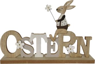 Goldbach Schriftzug Ostern aus Holz mit Osterhase 30/20/5cm groß Osterdeko Aufsteller