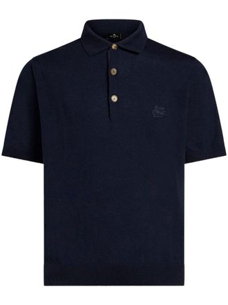 Etro polo en maille à logo brodé - Bleu
