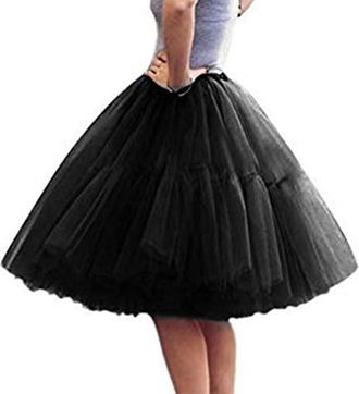 Minetom Tutu Danse Année 50 Classique Ballet Courte en Tulle Jupon Vintage Couleurs Variées Bouffante pour Soirée Party Mariage Cocktail A Noir One Size