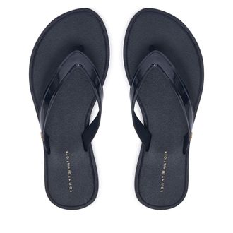 Tommy Hilfiger Zehentrenner Tommy Hilfiger Th Scandi Shiny Summer Sandal FW0FW09446 Dunkelblau