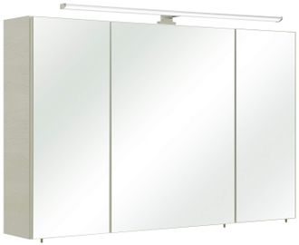 PELIPAL Amora - 110 cm - Spiegelschrank, LED Aufsatzleuchte, Eiche wei&szlig; quer NB