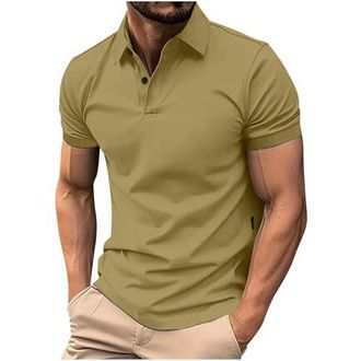 Generic Chemise d&eacute;t&eacute; d&eacute;contract&eacute;e &agrave; manches courtes pour homme, col rabattable, couleur unie, confortable, l&eacute;g&egrave;re, respirante, haut de golf dentra&icirc;nement en p