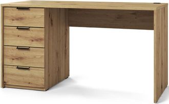 Les Tendances Bureau AROLD - 120 ou 140cm - Blanc mat ou bois Naturel 140 cm-Beige-Largeur 140 cm