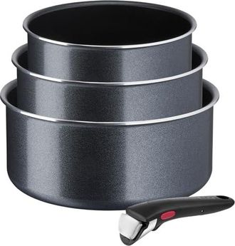 T-fal Ingenio XL Force 4-teiliges Kasserollenset, Topfset abnehmbarer Griff, 16/18/20 cm, platzsparend, Töpfe mit Titanium 2X Antihaftversiegelung, einfache