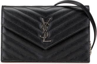 Saint Laurent Hobo Bags - Grain De Poudre Matelasse Chevron Monogram Chain W - Gr. unisize - in Schwarz - f&uuml;r Damen
