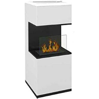 Dmora Dmora - Bioethanol-Kamin Ancarano, &Ouml;kologischer Kamin, Rauchfreies Feuer, Heizung mit Ethanol, Made in Italy, 38x38 h100 cm, Wei&szlig; und Schwarz