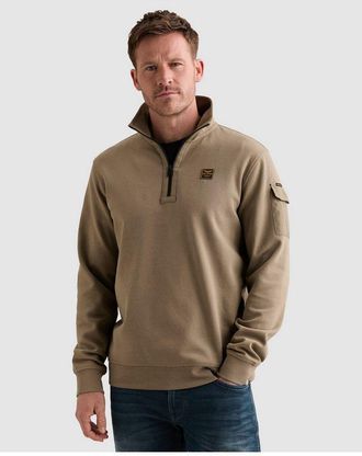 PME Legend Sweatshirt mit Troyer Kragen und &Auml;rmeltasche