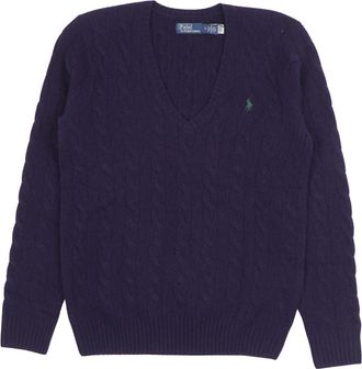 Polo Ralph Lauren Femme, Pulls, Violet, Taille: 42 FR Kimberly Cable Knit V-neck Sweater
