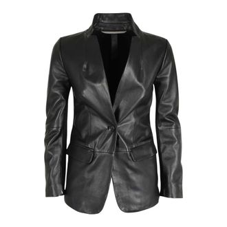 The Jackie Leathers Blazer en cuir simple boutonnage Bici - Femme - Vestes - Noir - Taille: 36 FR