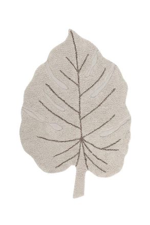 Lorena Canals Maschinenwaschbarer Teppich Monstera Natural 100% nat&uuml;rliche Baumwolle Base: recycelte Baumwolle -Natural, Braun- 120x180cm