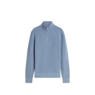 Tommy Hilfiger Pull droit col montant zipp&eacute; en coton et cachemire