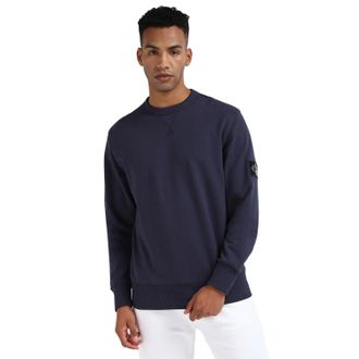Calvin Klein Herren Sweatshirt Badge Crew Neck aus Baumwolle, Blau (Ink), XXXL