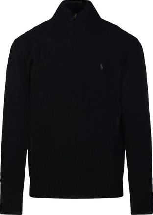 Ralph Lauren Pull en maille torsad&eacute;e avec logo Pony et demi-zip - Homme - Pulls - Noir - Taille: L