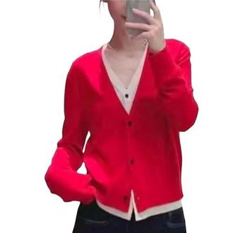 Generic Cardigan dhiver &agrave; manches longues et col en V simple boutonnage &eacute;l&eacute;gant &agrave; manches bouffantes pour femme, 3, XS