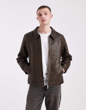 Jack & Jones Jacke aus Kunstleder in Braun-Brown