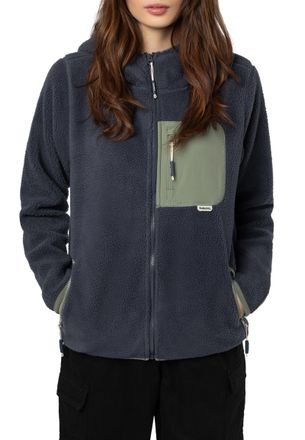 Sublevel Damen Fleecejacke mit Brusttasche - Bequeme &Uuml;bergangsjacke mit Kapuze in Verschiedenen Farben, Ideal f&uuml;r Outdoor-Aktivit&auml;ten dark-blue XXL