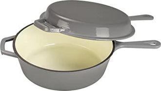 Echtwerk Echtwerk Schmortopf und Grillpfanne 2-in-1 Set, Gusseisen Bräter mit Deckel, Gusseisentopf mit Emaille-Beschichtung, Für Backöfen, Grill, BBQ und Indu