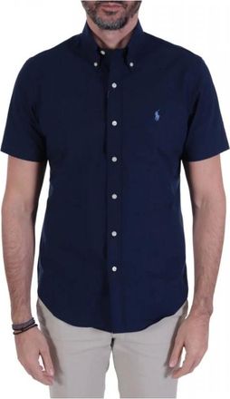 Ralph Lauren Homme, Chemises, Bleu, Taille: XL Button Down Custom Fit Shirt