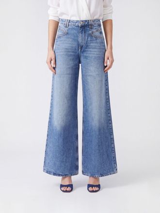 Isabel Marant Jean Lemony &agrave; jambe large en denim de coton