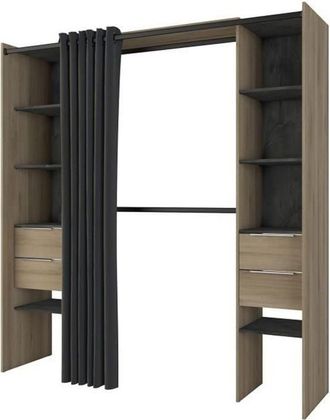 Demeyere Ausziehbarer Kleiderschrank Diana 115/190 cm-Kronberg Eiche/Sidewalk schwarz