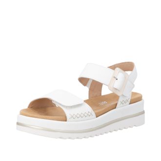 Remonte Plateausandaletten REMONTE, Damen, Gr. 43, sanftes wei&szlig;, Leder, unifarben, Schuhe, Sommerschuh, Keilsandale mit praktischen Klettverschl&uuml;ssen