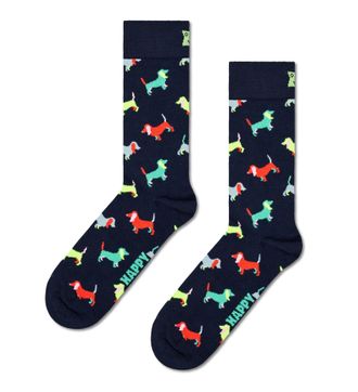 Happy Socks Puppy Love Socks, farbenfrohe und verspielte, Socken für Männer und Frauen, Baumwollsocken, Blau (41-46)