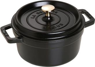 Staub Cocotte en Fonte Émaillée avec Couvercle, Tous feux dont induction, 2 personnes, Ronde, 20 cm, 2,20 L, 4,2 kg, Noir Mat