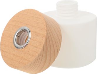 NUOBESTY Glas Duftflasche 100 ml Mattwei&szlig; mit Holzdeckel Nachf&uuml;llbare Duftdiffusorflasche f&uuml;r Schlafzimmer Wohnzimmer und B&uuml;ro Tisch Diffusorhalter f&uuml;r &Auml;theris