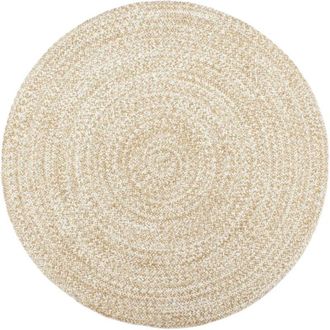vidaXL Tapis fait &agrave; la main Jute Blanc et marron 210 cm Vidaxl