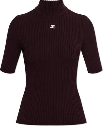 Courr&egrave;ges Femme, Pulls, Rouge, Taille: 36 FR Haut Col Roul&eacute; C&ocirc;tel&eacute;