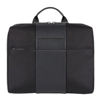 Piquadro Schwarze Leder- und Stofftasche - - Bags - Herren - Schwarzk - ONE SIZE