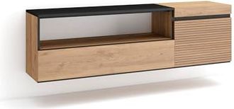Skraut Home | TV-Schrank, Lowboard | f&uuml;r Wohnzimmer und Esszimmer | 150x45x35cm | F&uuml;r TV-Ger&auml;te bis zu 65 | H&auml;ngend | Moderner Stil | Eiche